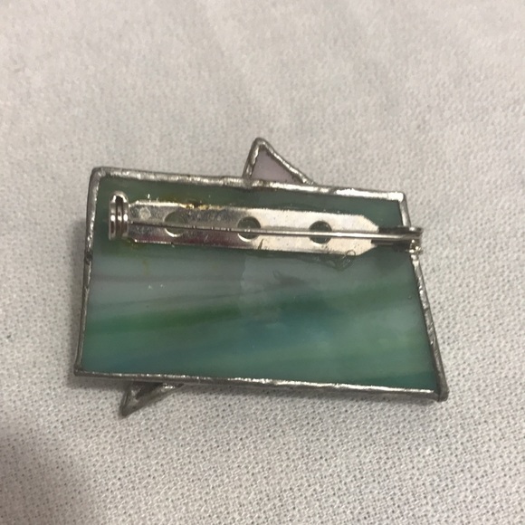 Jewelry | Vintage Mcm Stained Glass Brooch In Geometric Shaped | Poshmark